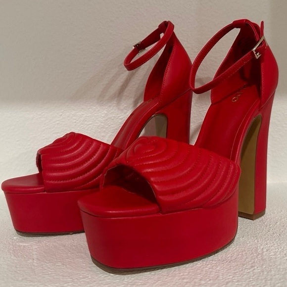 Aldo | Shoes | New Aldo Red Quilted Heart Platform Heels Sandals | Poshmark